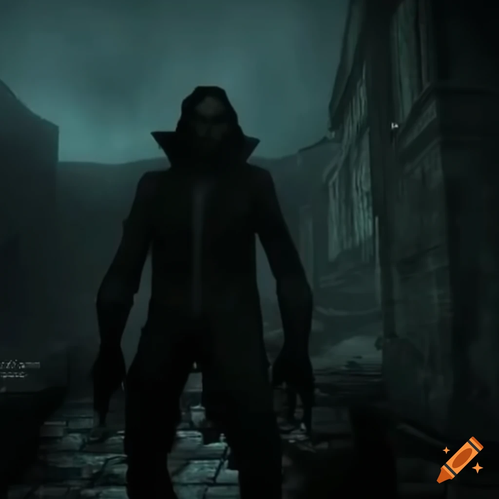 Screenshot of a first person horror game about vampires on Craiyon