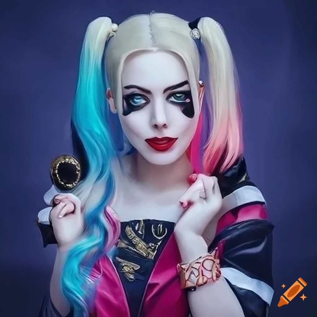 Harley quinn cosplay in eastern asian mythical fantasy robes on Craiyon