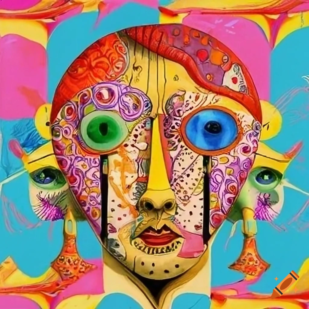 Surrealist portrait with microcosm motifs and surreal objects on Craiyon