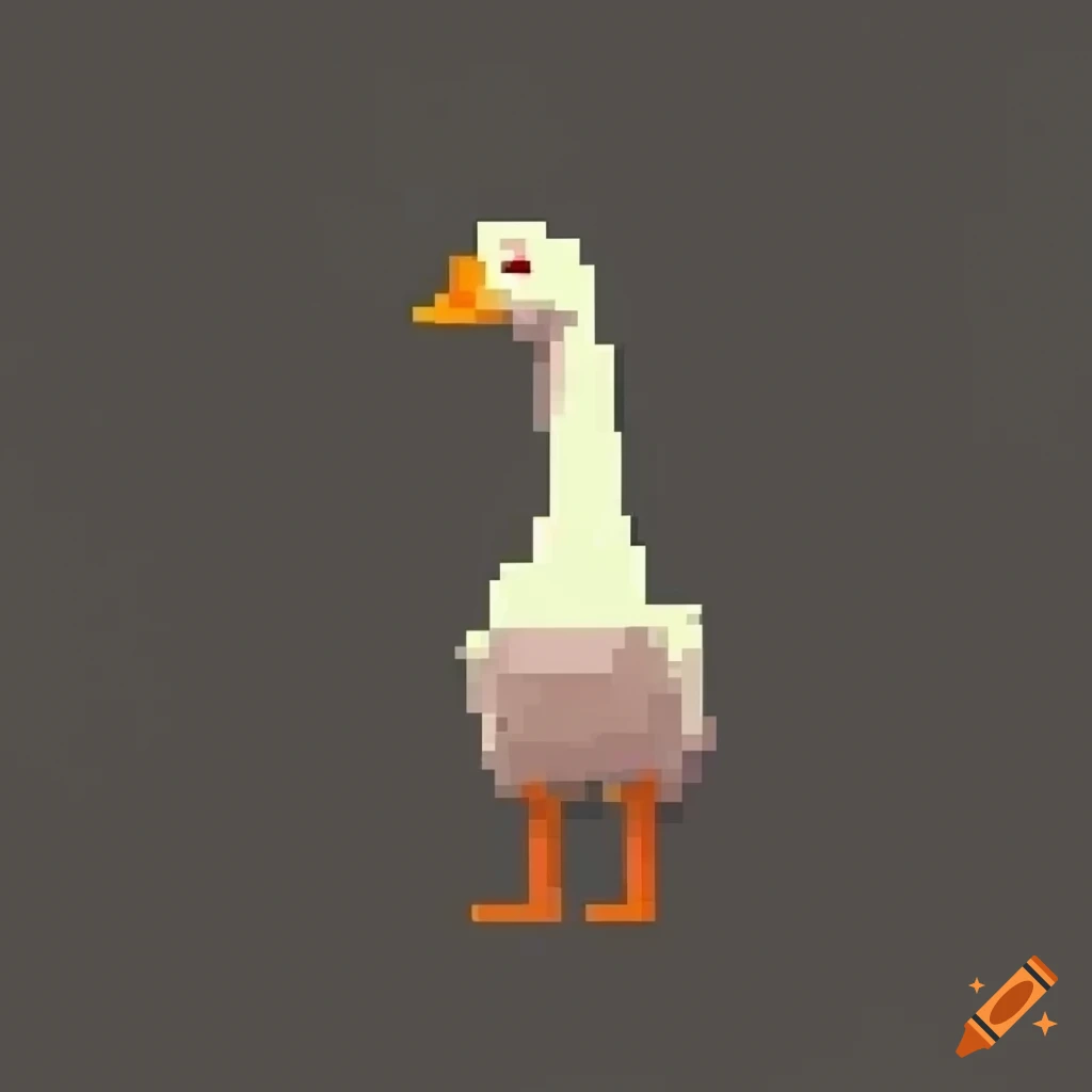 Retro pixel art depiction of a goose on Craiyon