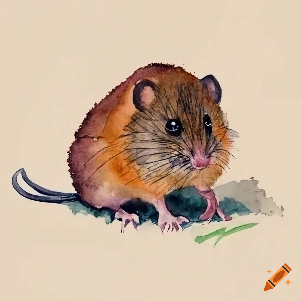 Northern red-backed vole watercolor illustration on Craiyon