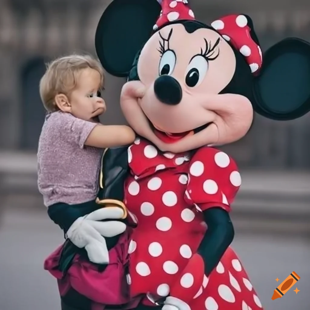 Minnie mouse caring for a child with a leg injury on Craiyon