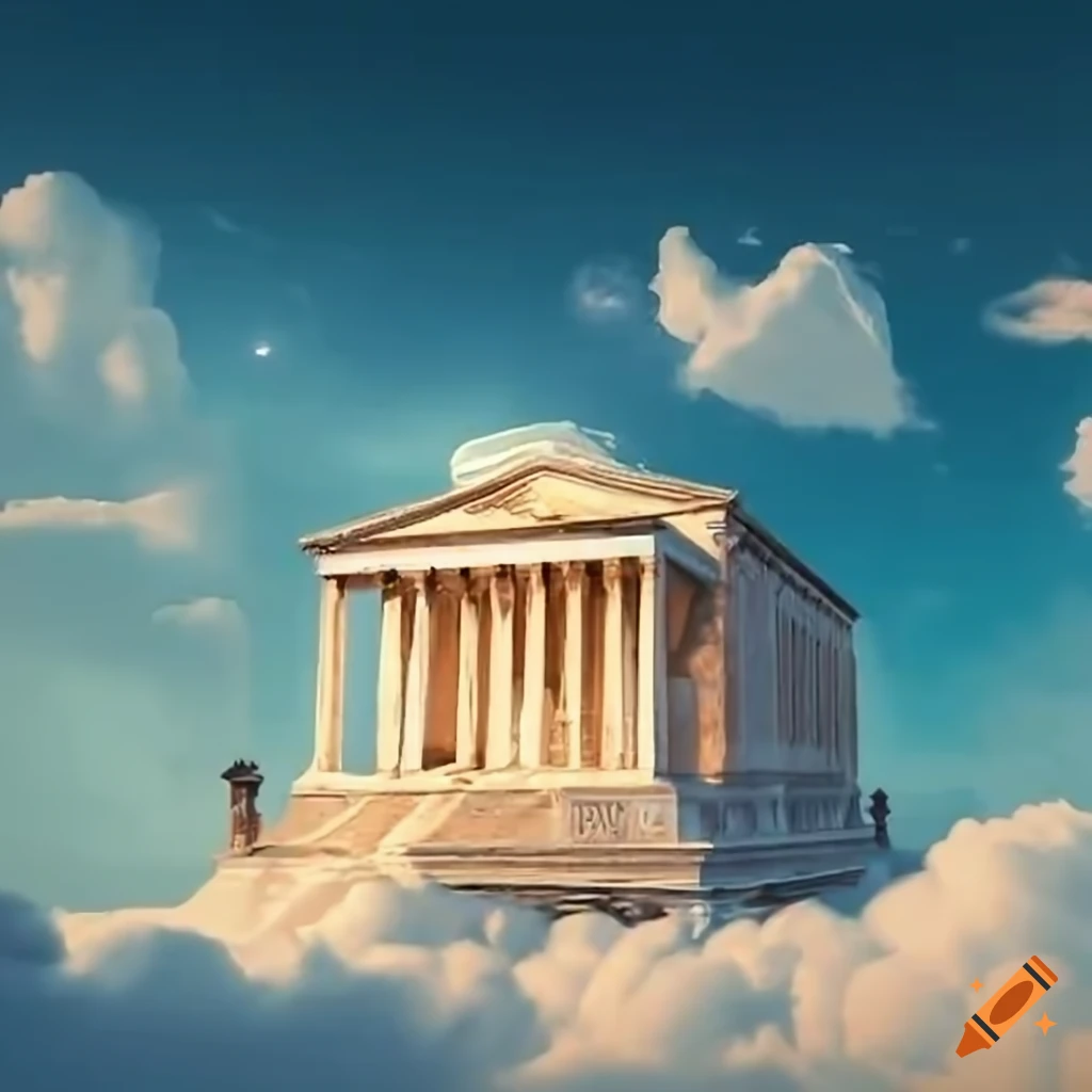 Greek pantheon in the sky with heavenly appearance and ancient ...