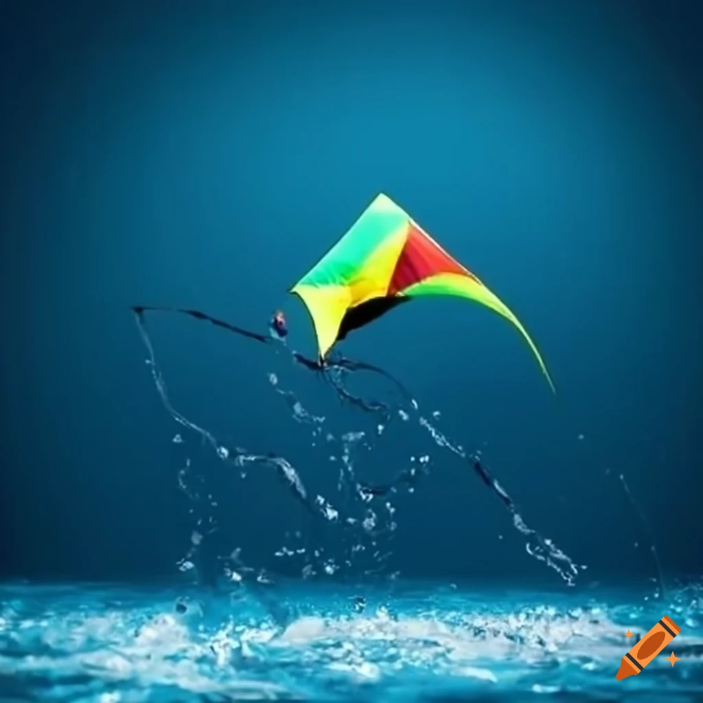 Kite falling into the water on Craiyon