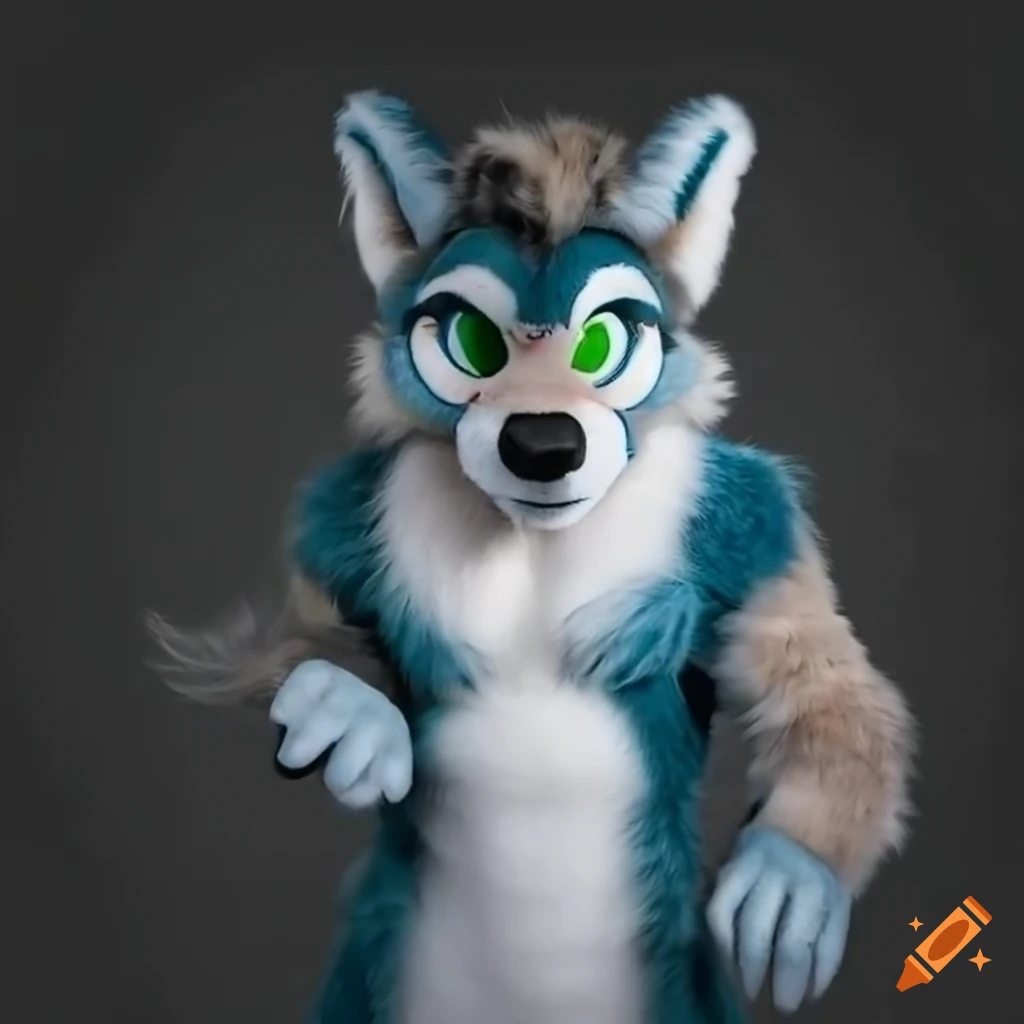 Tall dad in wolf fursuit standing in woodland with elegant posture on ...