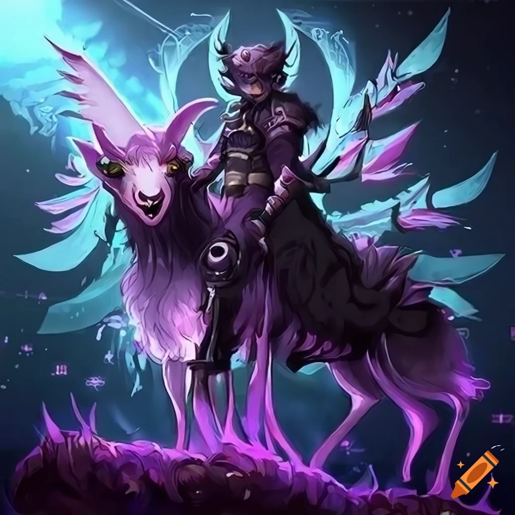 Unique artwork of a demon sheep licorn in military anime style on Craiyon