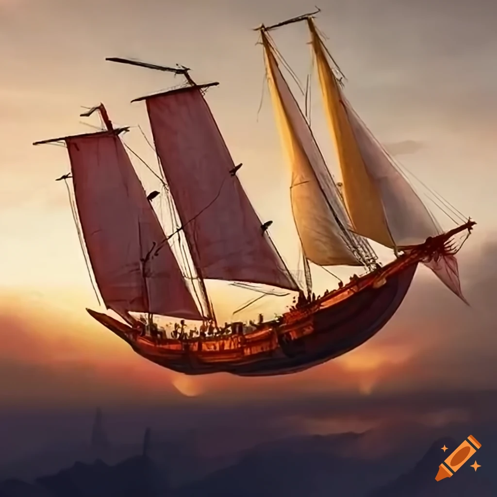 Sailing vessel in eastern mythical fantasy setting on Craiyon