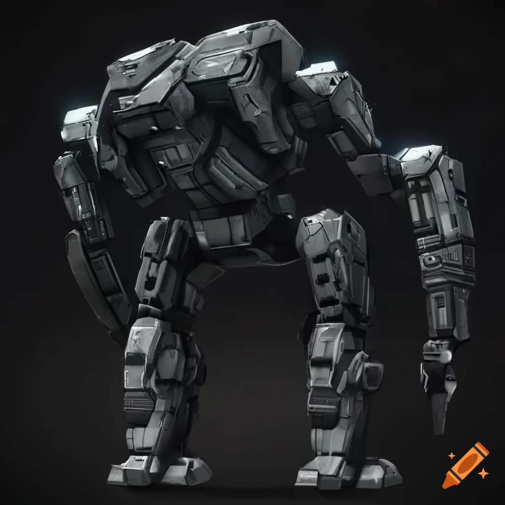 Epic futuristic mech with clean lines and weapons on Craiyon