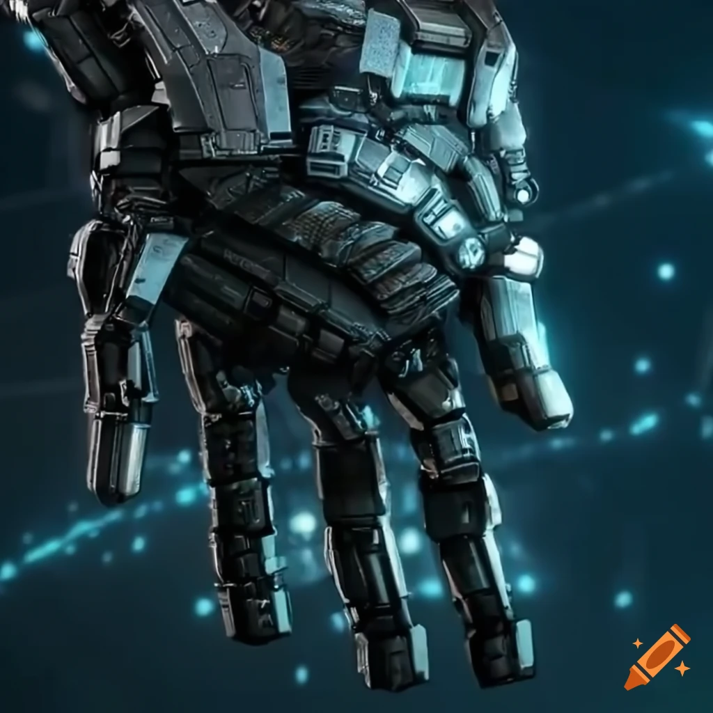 Close up of a futuristic mech hand with sleek, clean lines in 8k full ...
