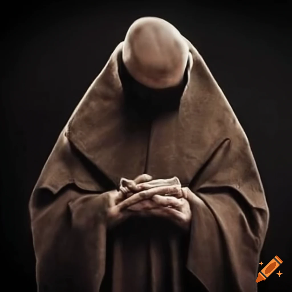 Medieval demon Titivilus with a Franciscan monk in a religious setting ...