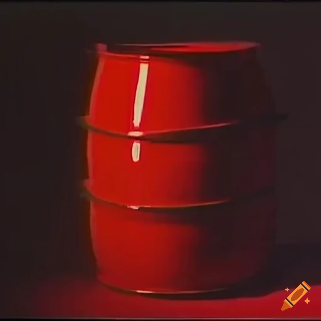 Red barrel in 80s vhs style footage on Craiyon