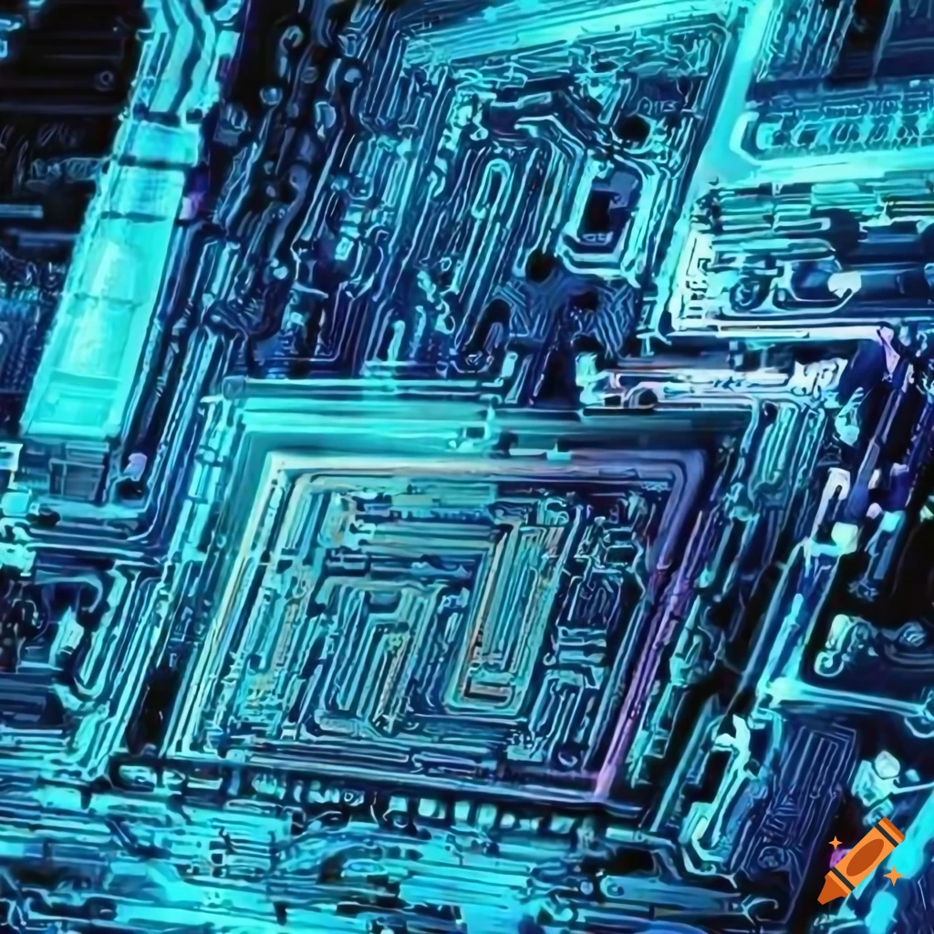 Abstract artwork of printed circuit boards representing future ...