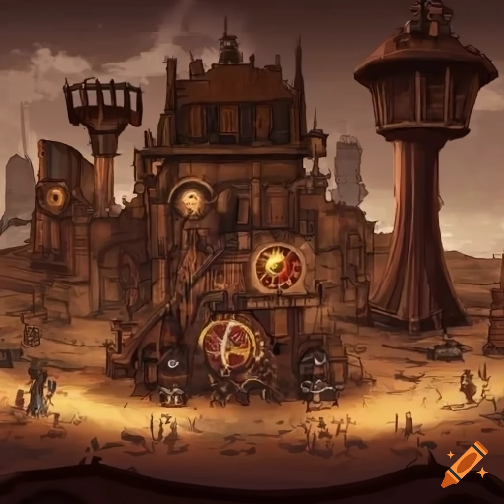 Steampunk 2d fighting arena with platforms on Craiyon