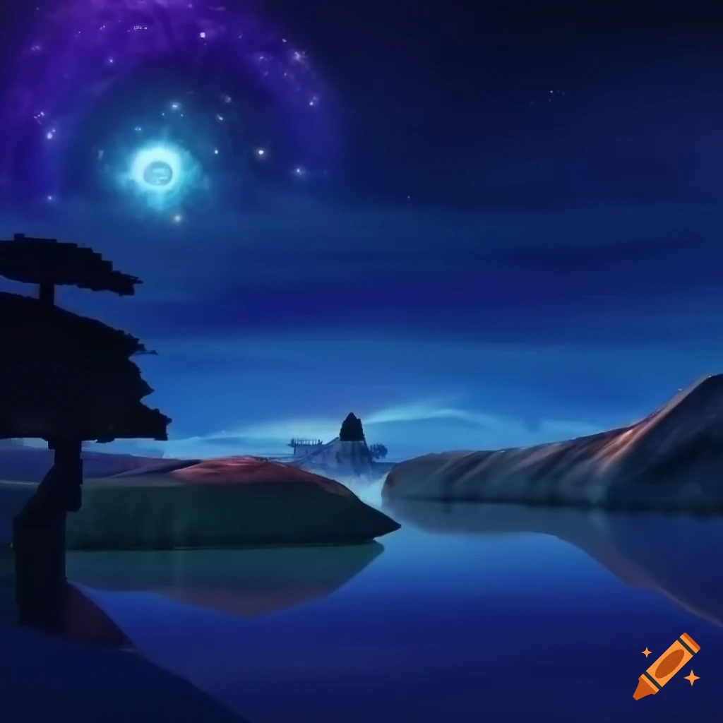 Surreal world from super mario 64, players fly through night sky on Craiyon