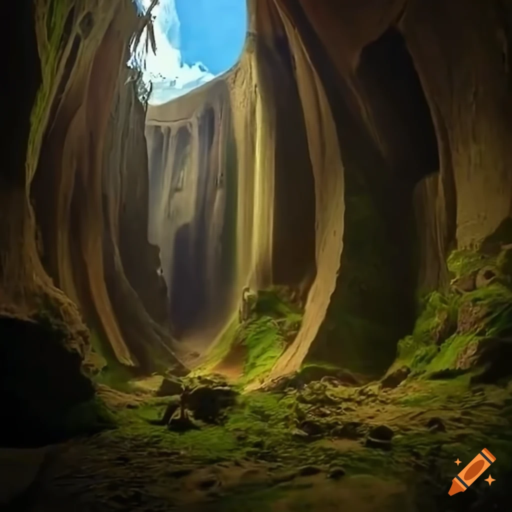 Active alien village buried in a ravine in 4k full resolution on Craiyon