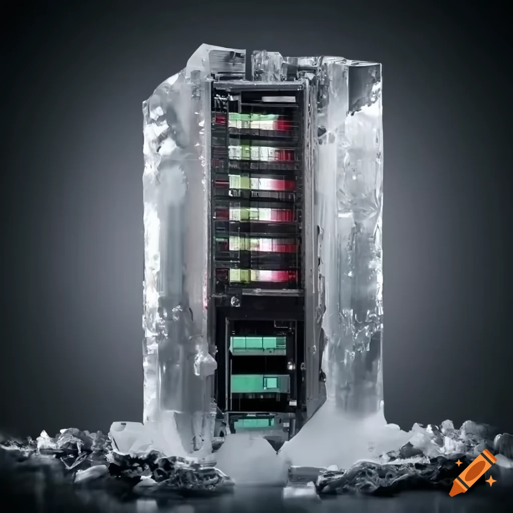 Icy-encased computer server on Craiyon