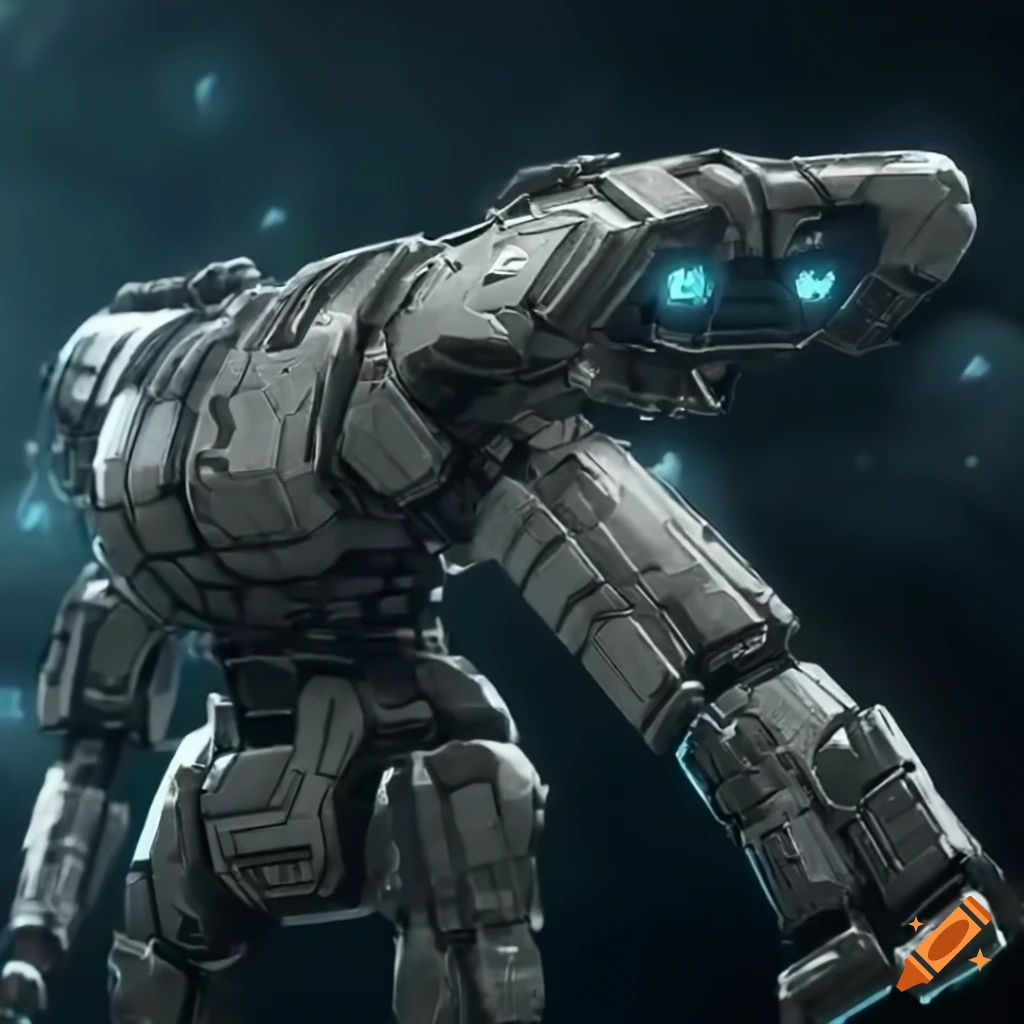 Close-up of a futuristic mech hand with epic, streamlined design on Craiyon