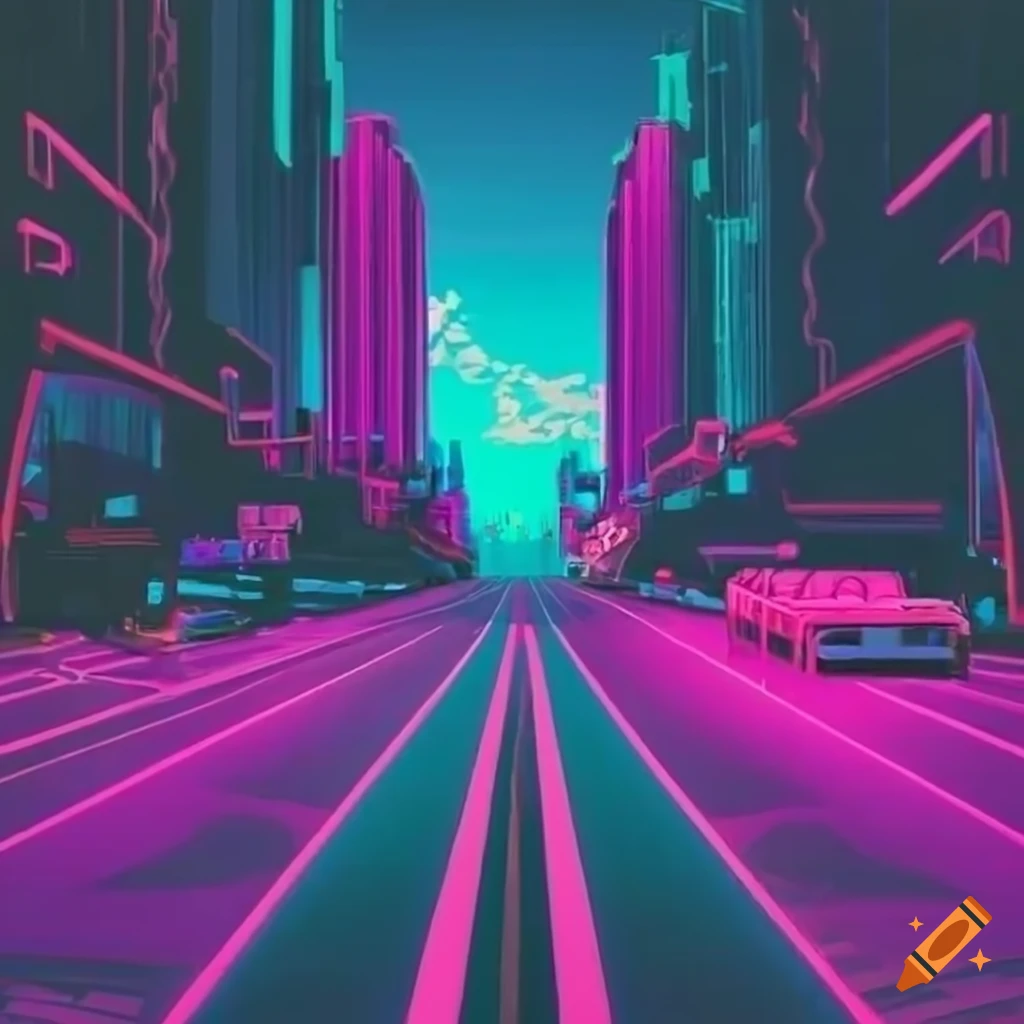 High-detail retrowave vaporwave highway on Craiyon