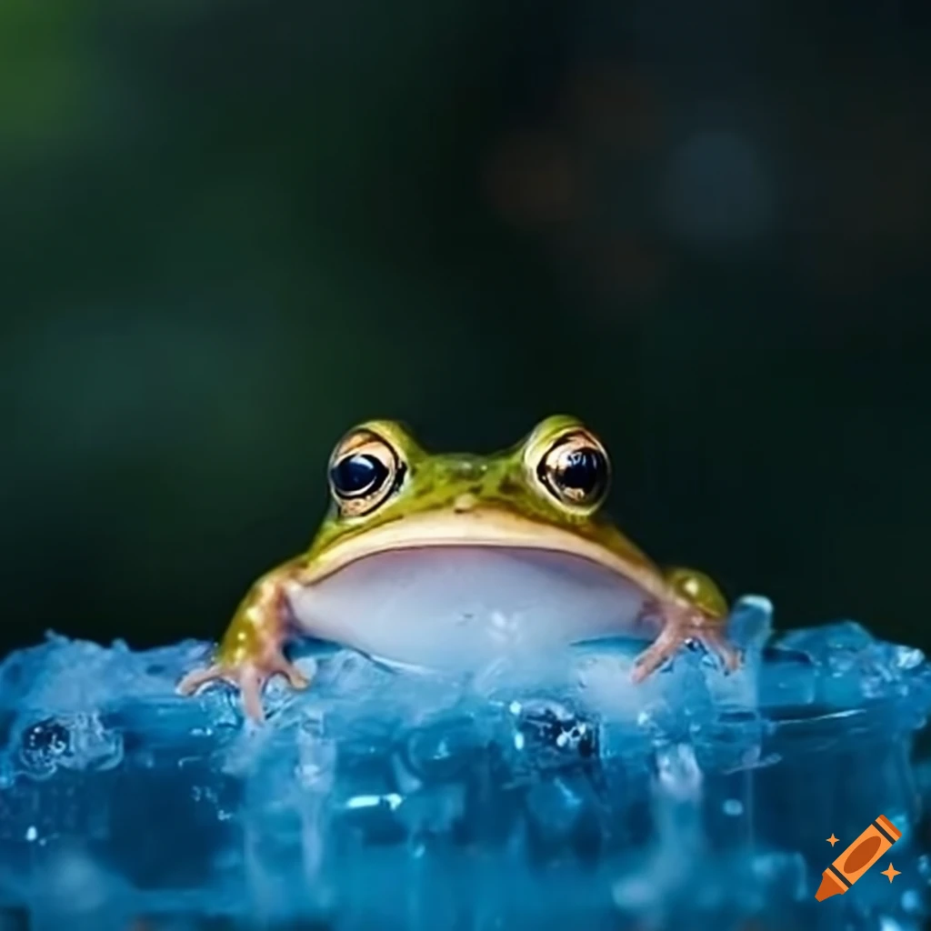 Frog frozen in ice on Craiyon