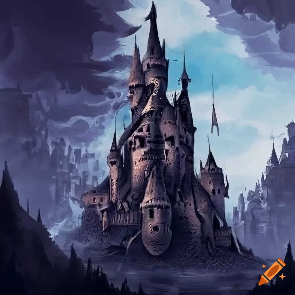 Fantasy castle ink art on Craiyon