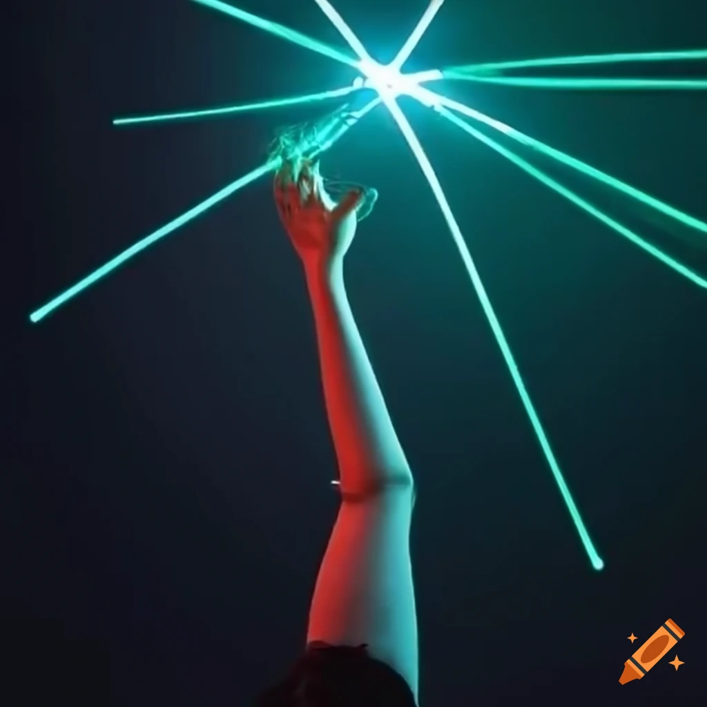 People raving with glowsticks and party lasers on Craiyon