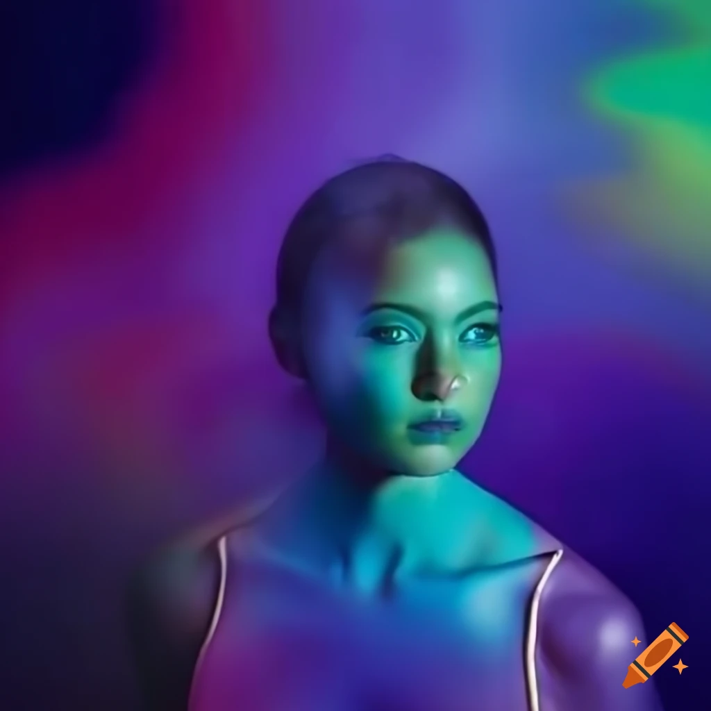 Model laying down looking up with lush complementary colors in 4k ...