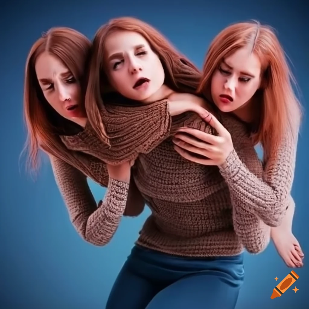 Artistic representation of connected sweater with three women hugging ...