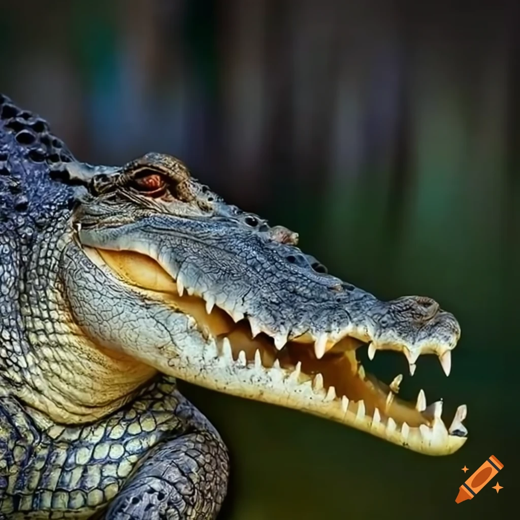 Crocodile monster hunched over a man's back on Craiyon