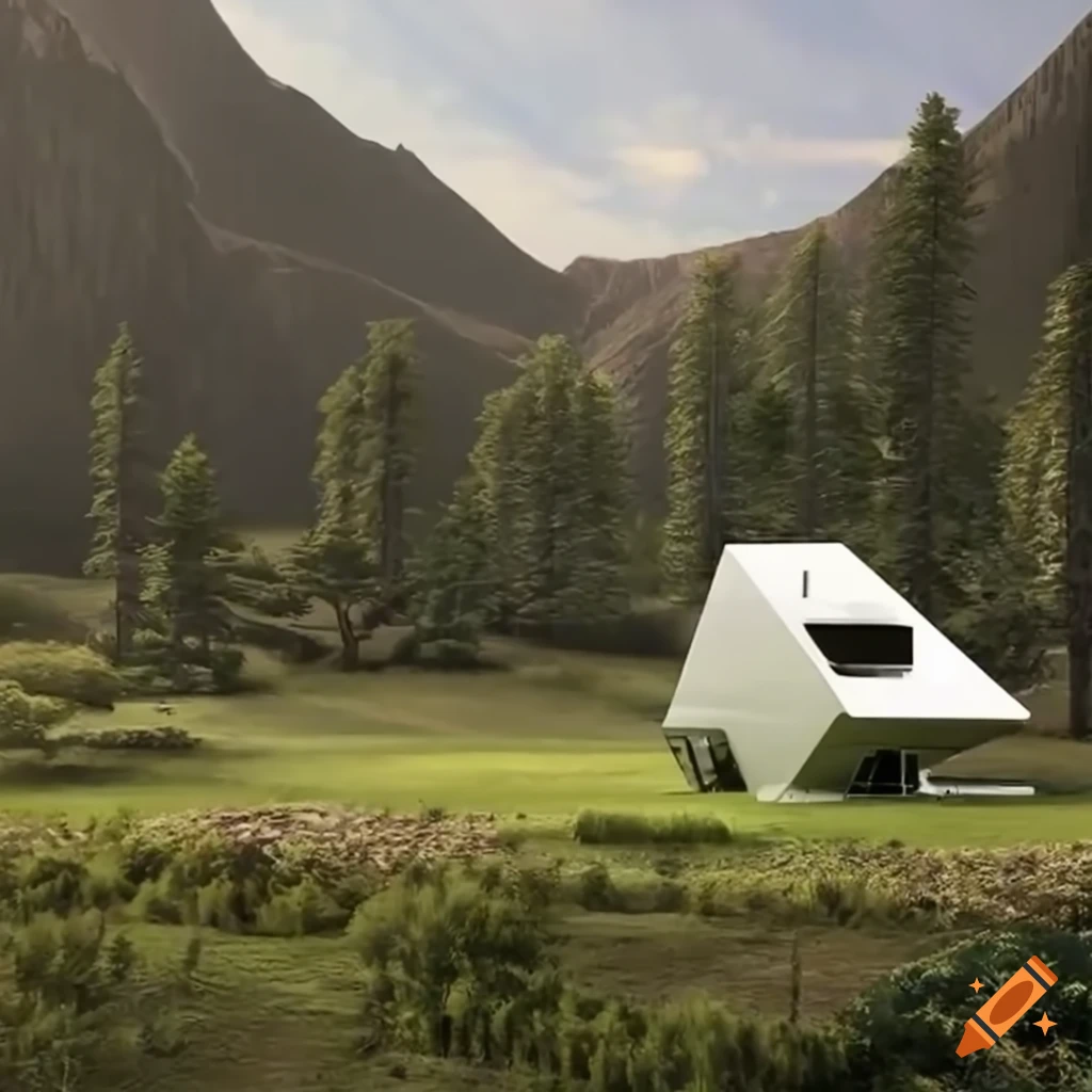 Modern futuristic compact micro house in a mountain area on Craiyon