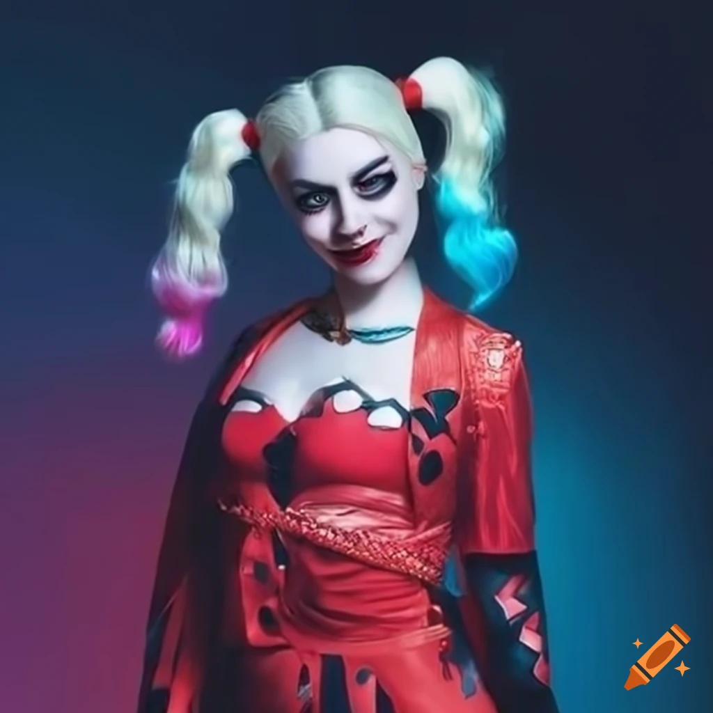 Harley quinn cosplay in eastern asian mythical fantasy robes on Craiyon