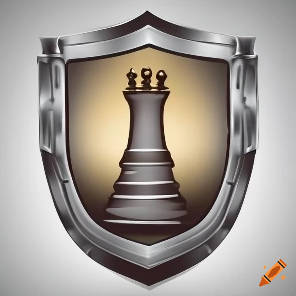 Metallic shield with chess rook emblems on Craiyon