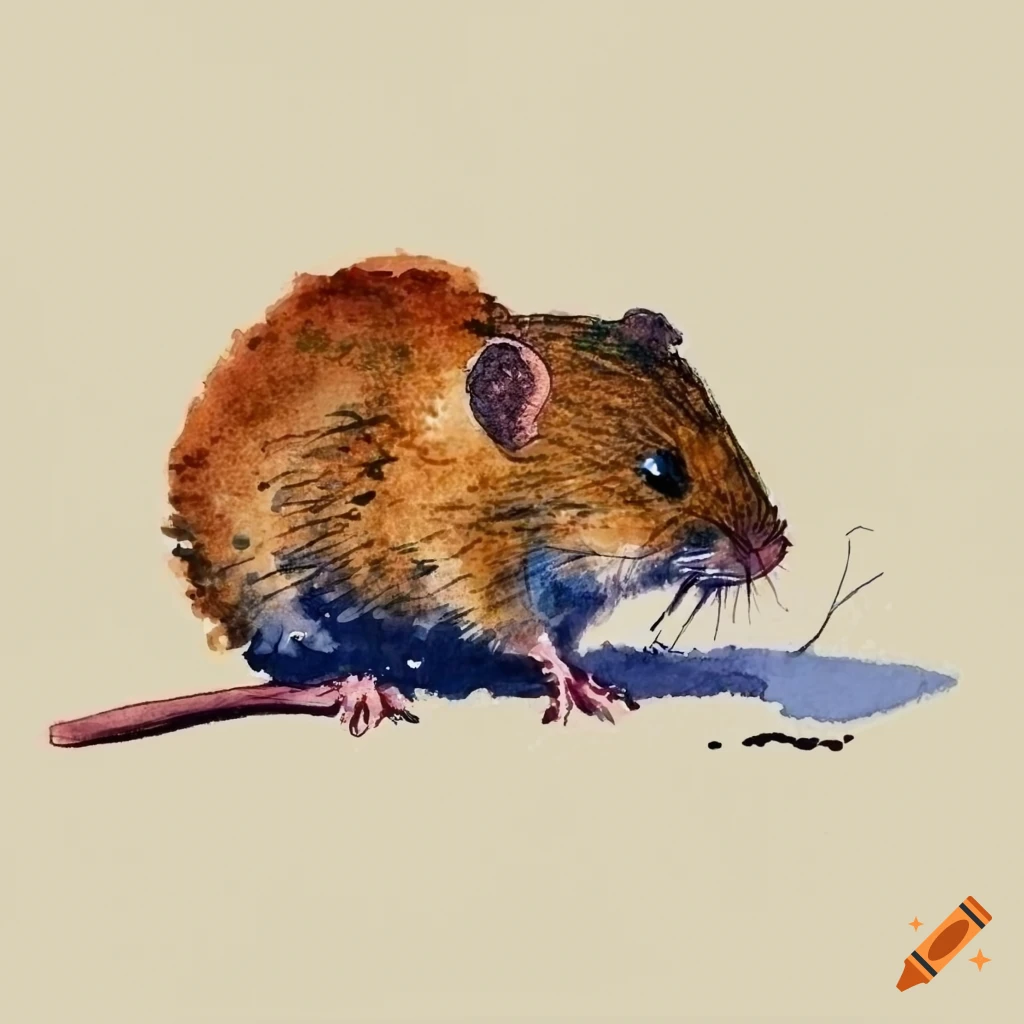 Southern red-backed vole watercolor illustration on Craiyon