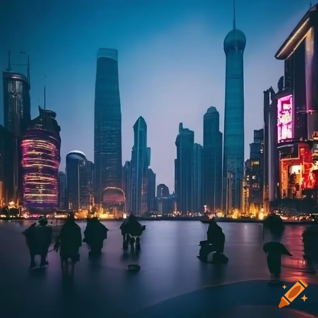 City of Shanghai with clean streets and beautiful metropolis view of ...