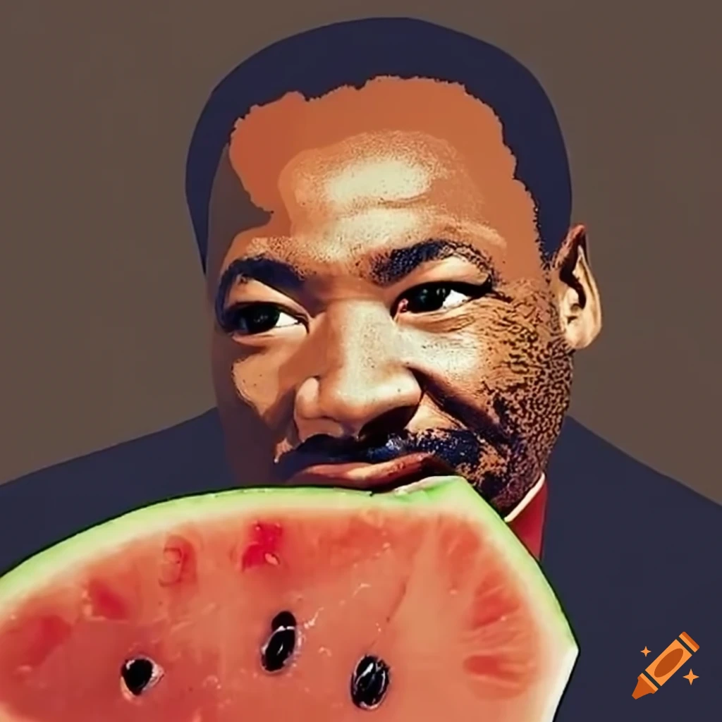 Martin luther king jr enjoying a watermelon slice on Craiyon