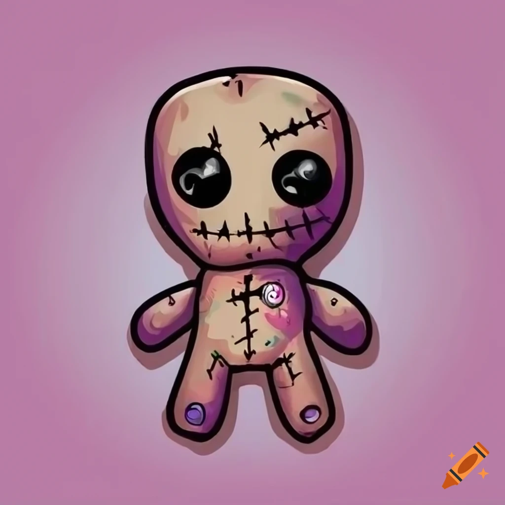Colorful and cute voodoo doll illustration on Craiyon