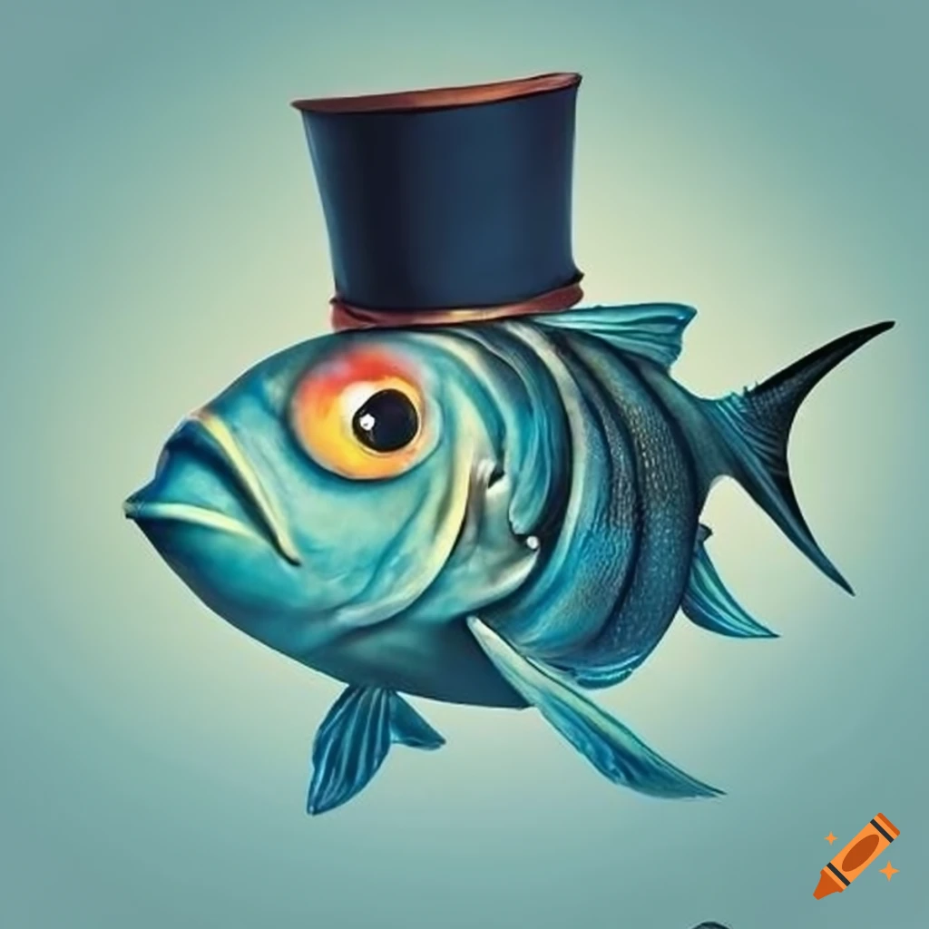 Fish wearing a top hat on Craiyon