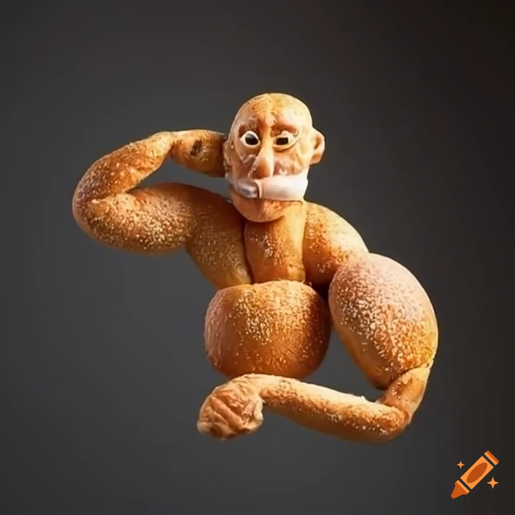 Flexing arm made of bread on Craiyon