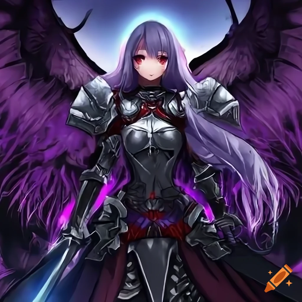 Gothic paladin knight anime girl wielding plasma infused weapons in ...