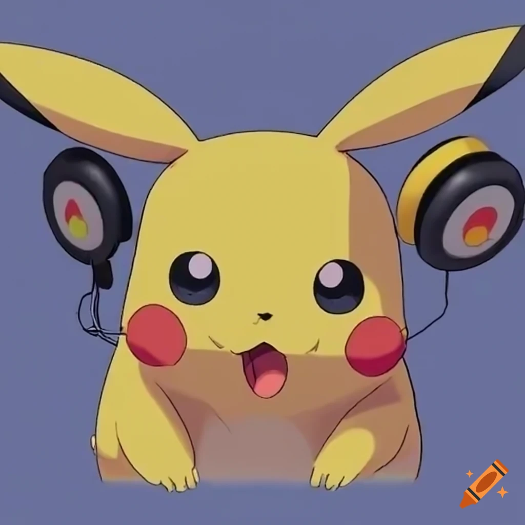 Pikachu listening to music on Craiyon