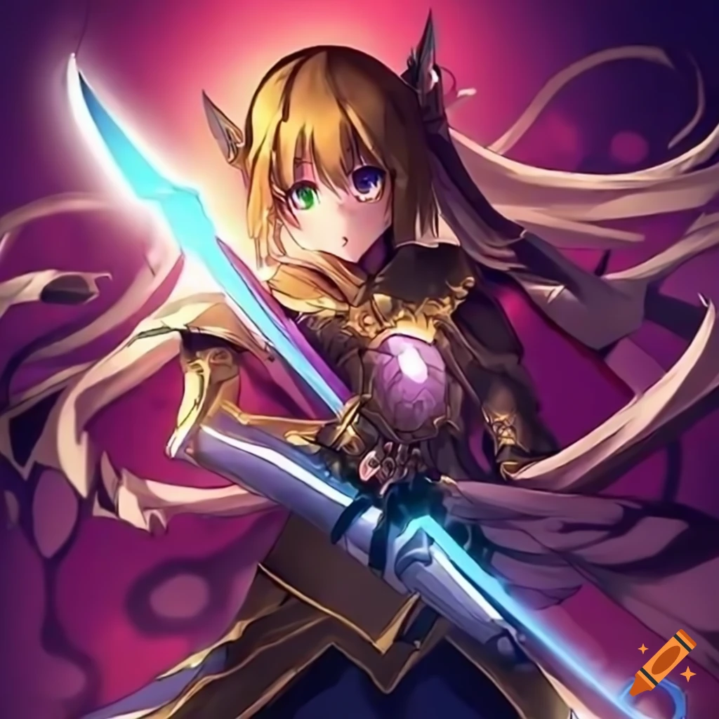 Mystic knight anime girl wielding light infused weapons in battle on ...