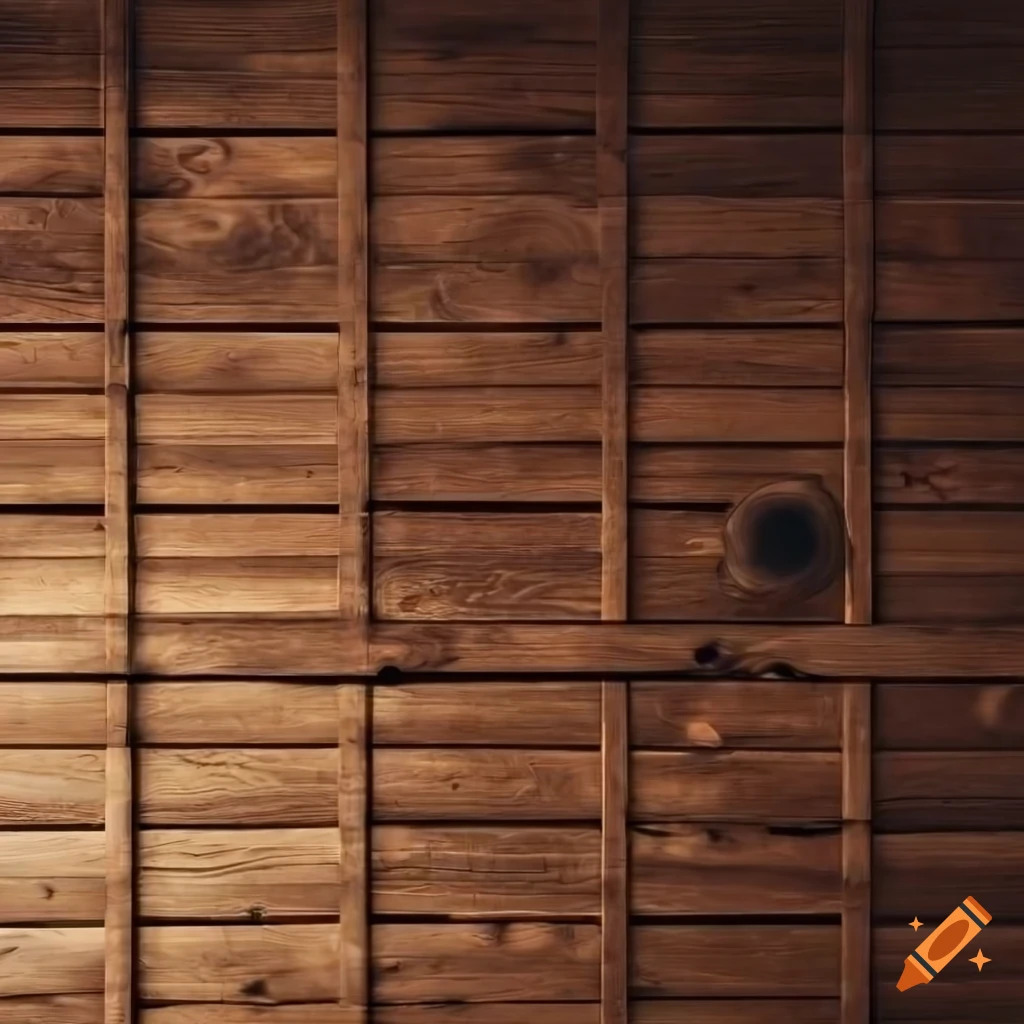 Top-down view of a wooden room constructed from random pieces of wood ...