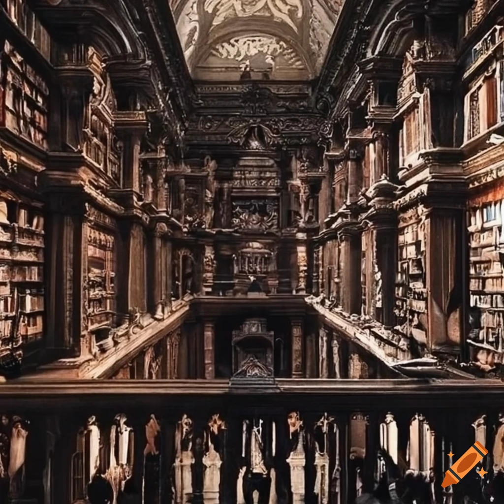 Dark academia library on Craiyon