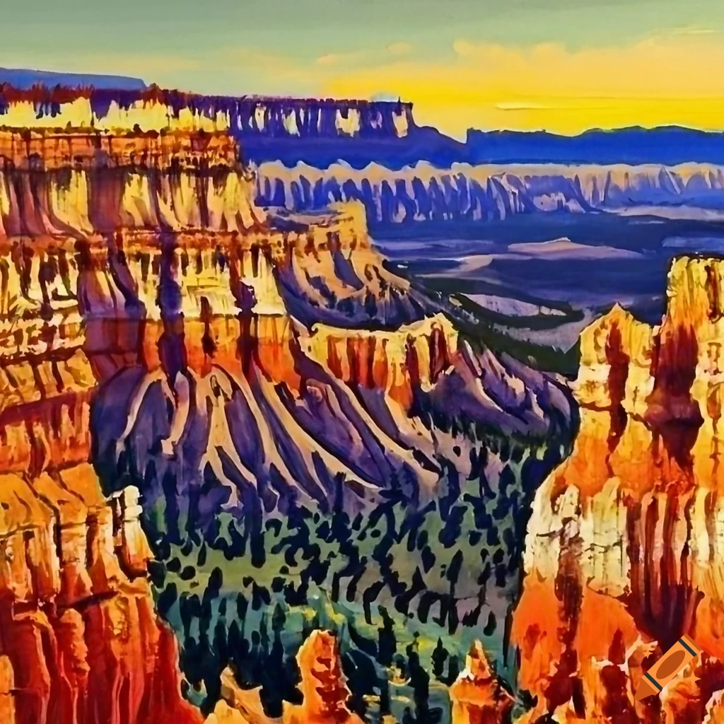 Bryce canyon in charles burchfield style acrylic painting on Craiyon