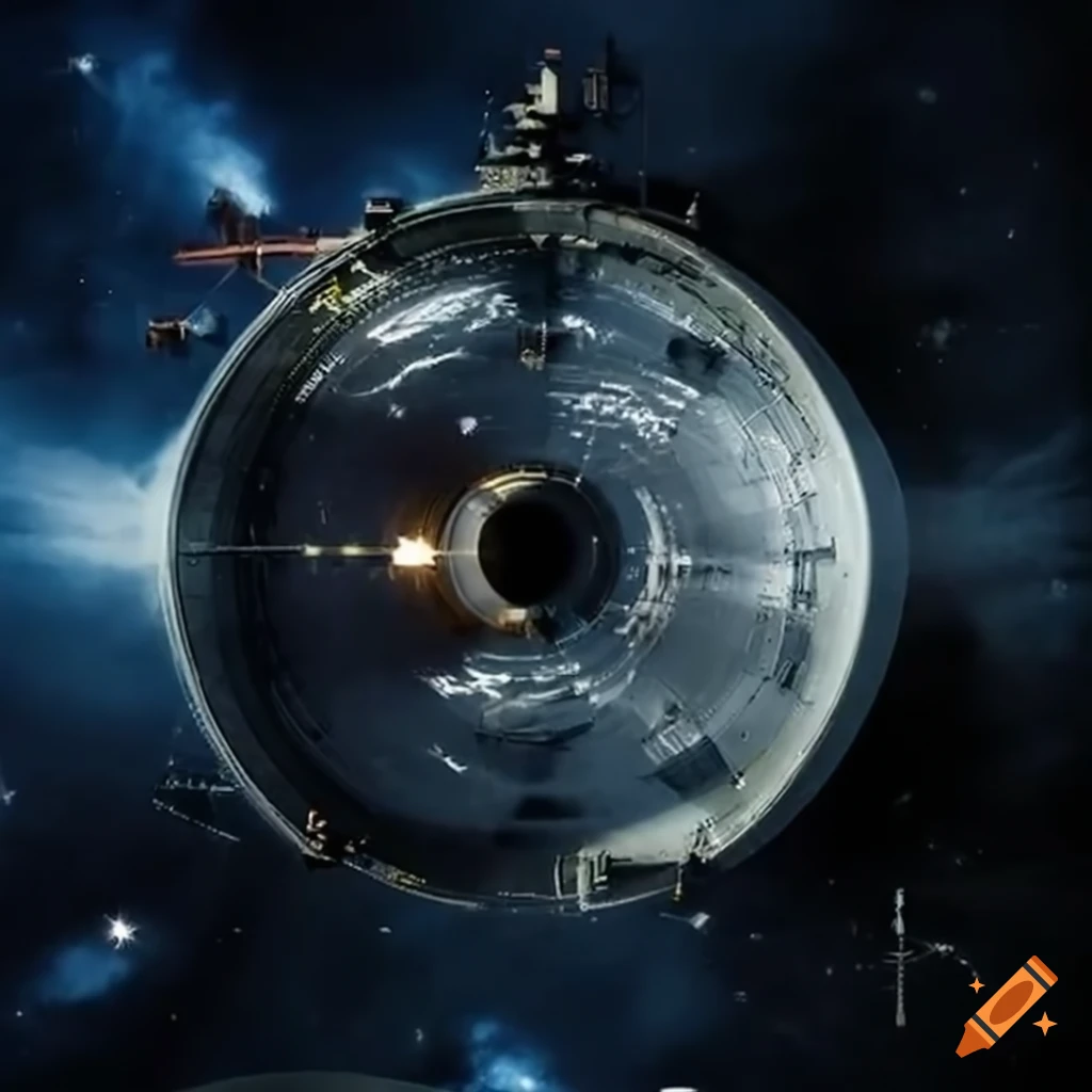 Space battle scene with wwii battleships on Craiyon