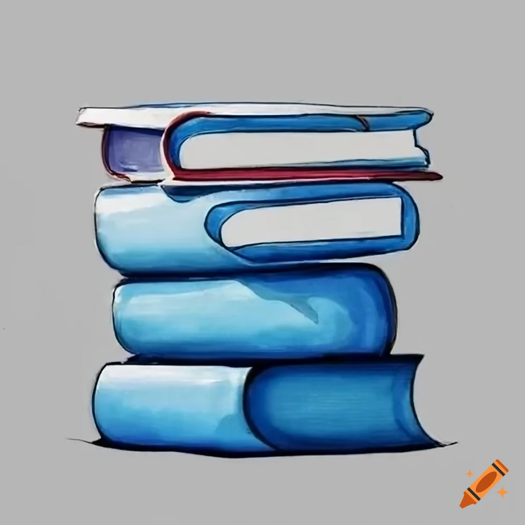 Simple blue books on Craiyon