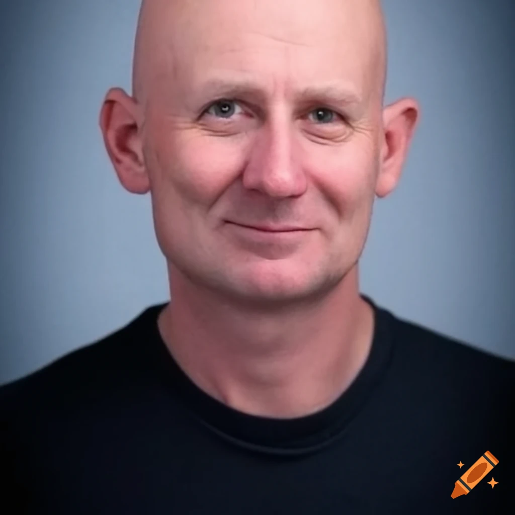 Bald male teacher in a classroom setting on Craiyon