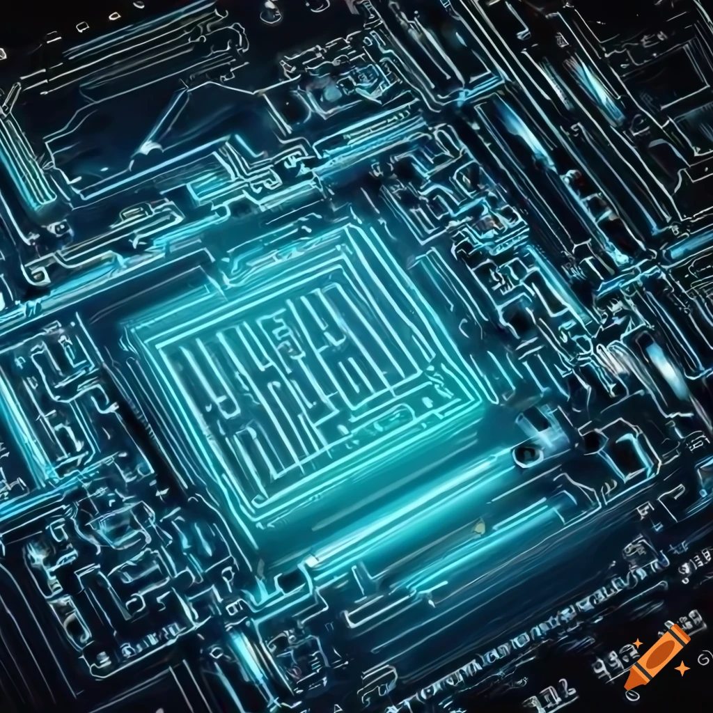 Abstract artwork of printed circuit boards representing future ...