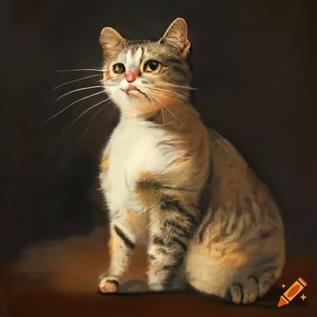 Sitting cat in the style of goya on Craiyon