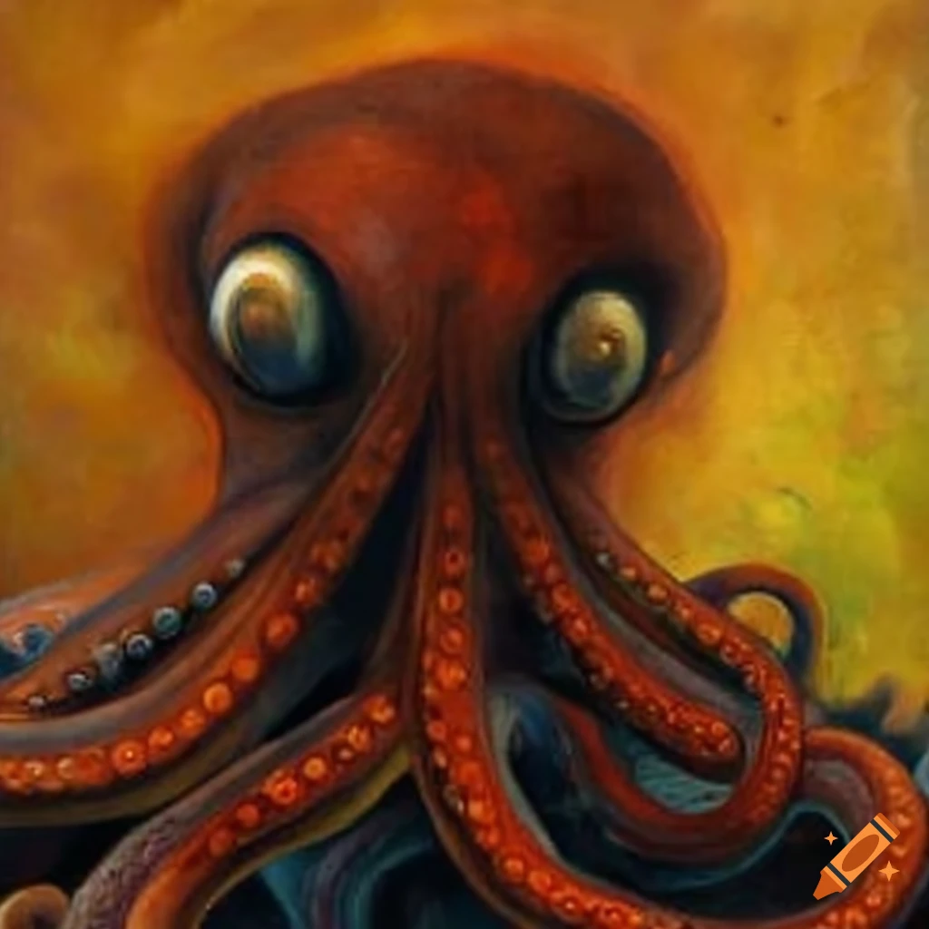 Octopus oil painting by george luther schelling on Craiyon