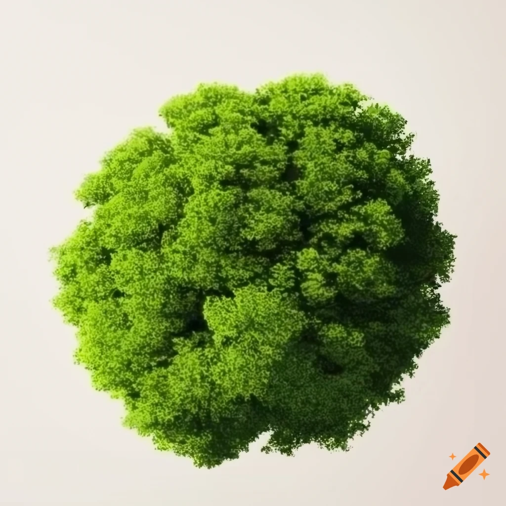 Single tree seen from above on a white background on Craiyon